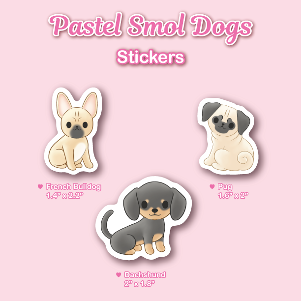Pastel Smol Dogs Glossy Vinyl Stickers | The Ha-Pi Studio